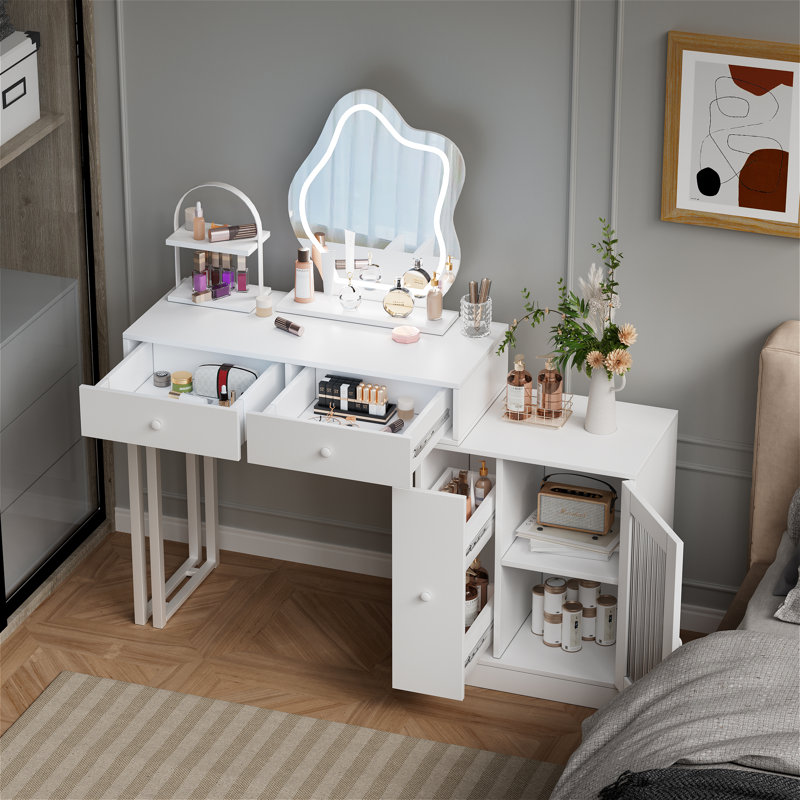 White dressing table with light up mirror store
